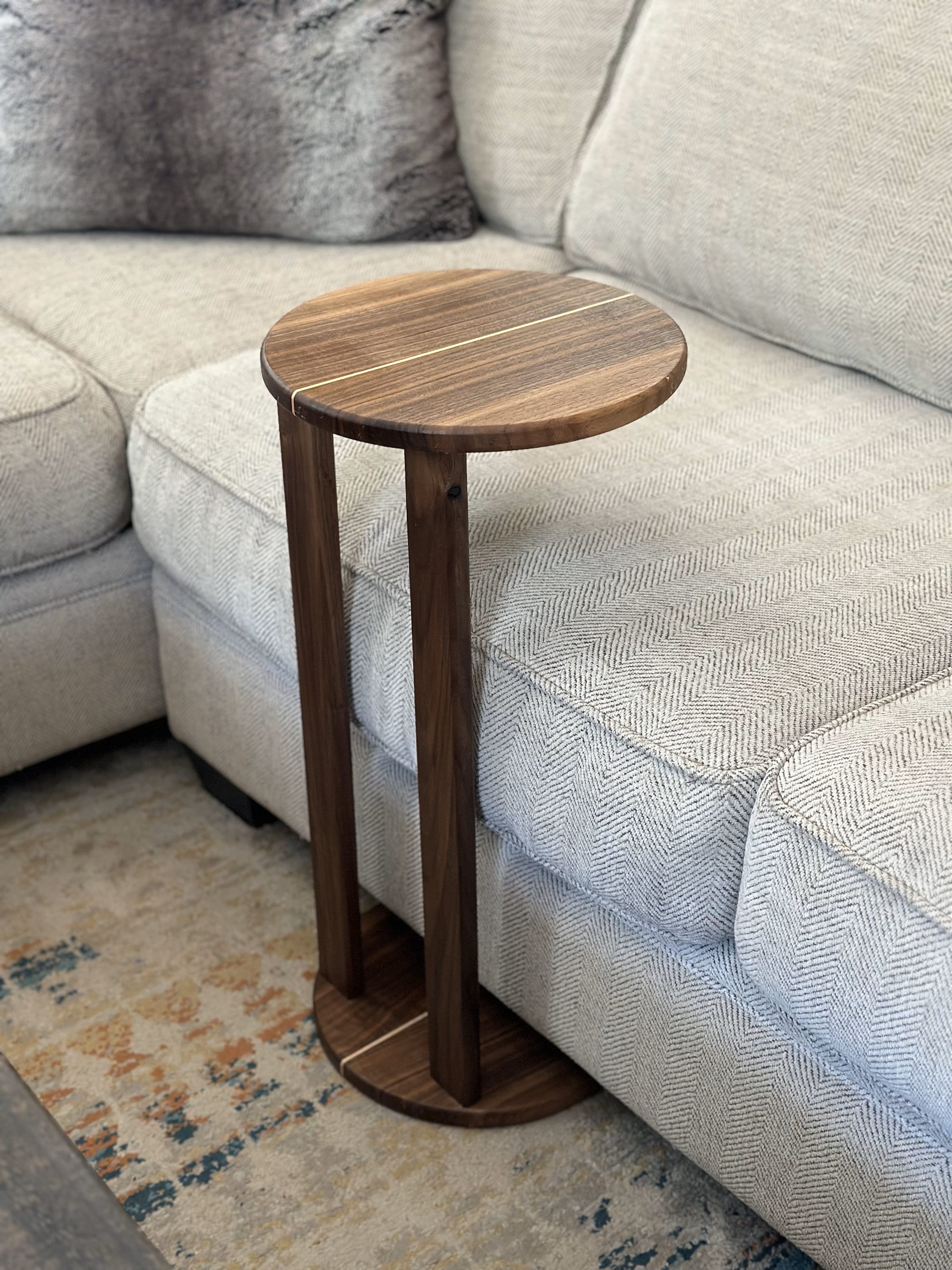 Wooden Couch Table - Walnut With Maple Inlay - Etsy
