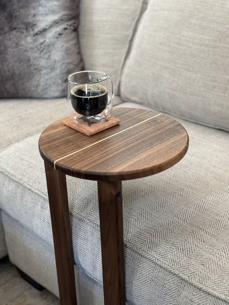 Wooden Couch Table Walnut With Maple Inlay - Etsy