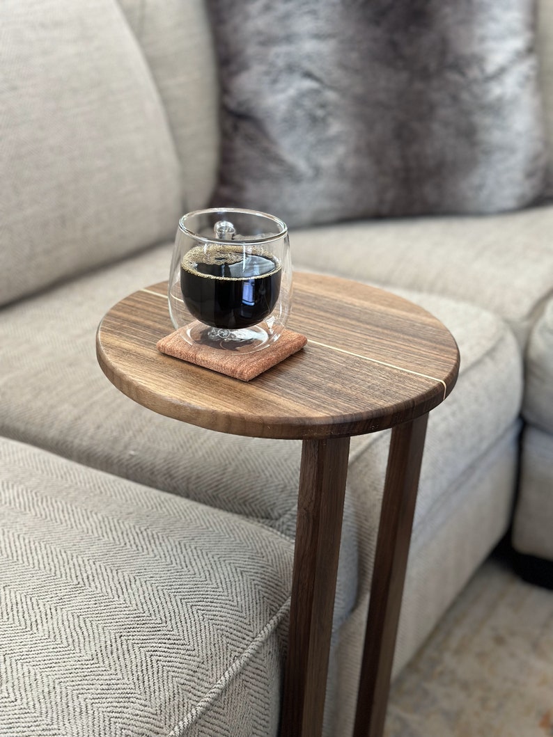 Wooden Couch Table - Walnut With Maple Inlay - Etsy