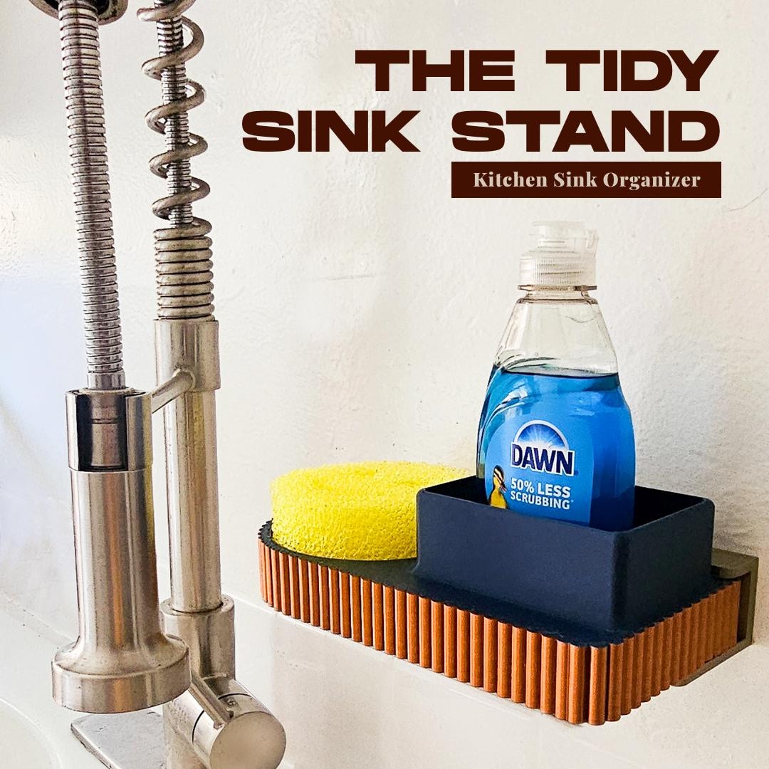 Kitchen Sink Organizer | Magnetic Soap & Sponge Holder With Drain Spout ...