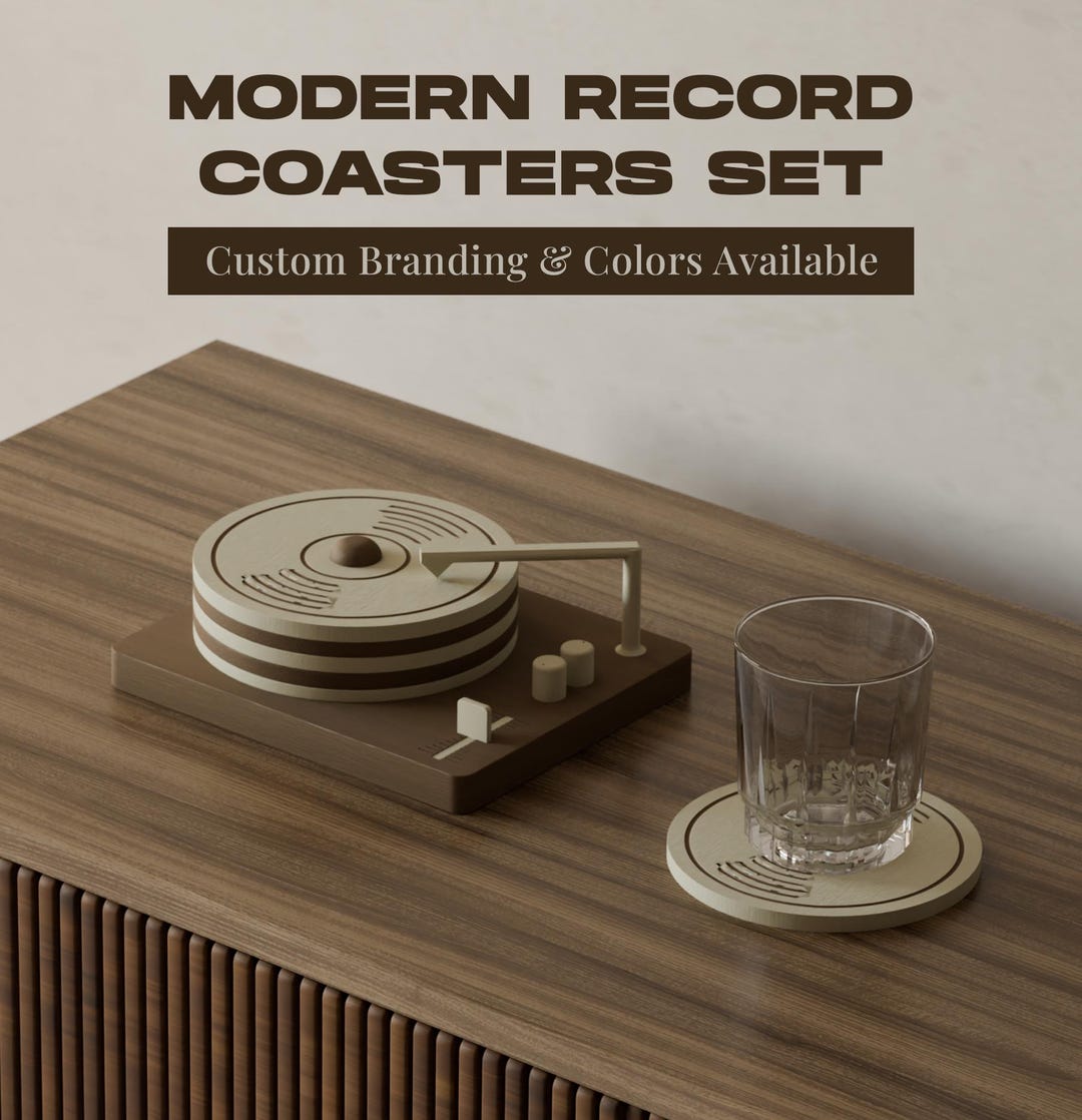 Customizable Vintage-inspired Record Player Coaster Set – Functional ...
