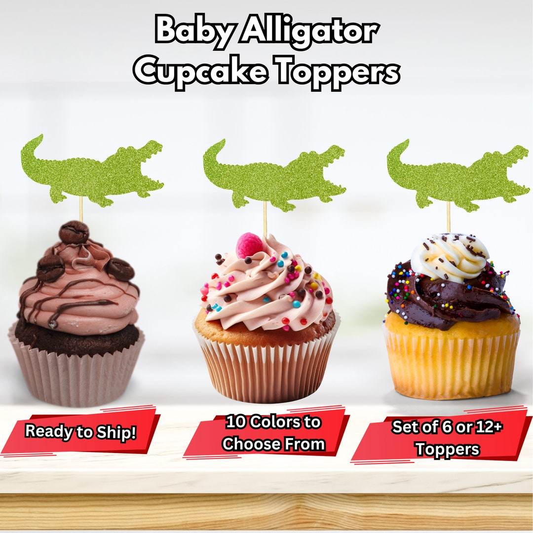 Baby Alligator Cupcake Toppers, Baby Gator Shower Toppers, Alligator ...