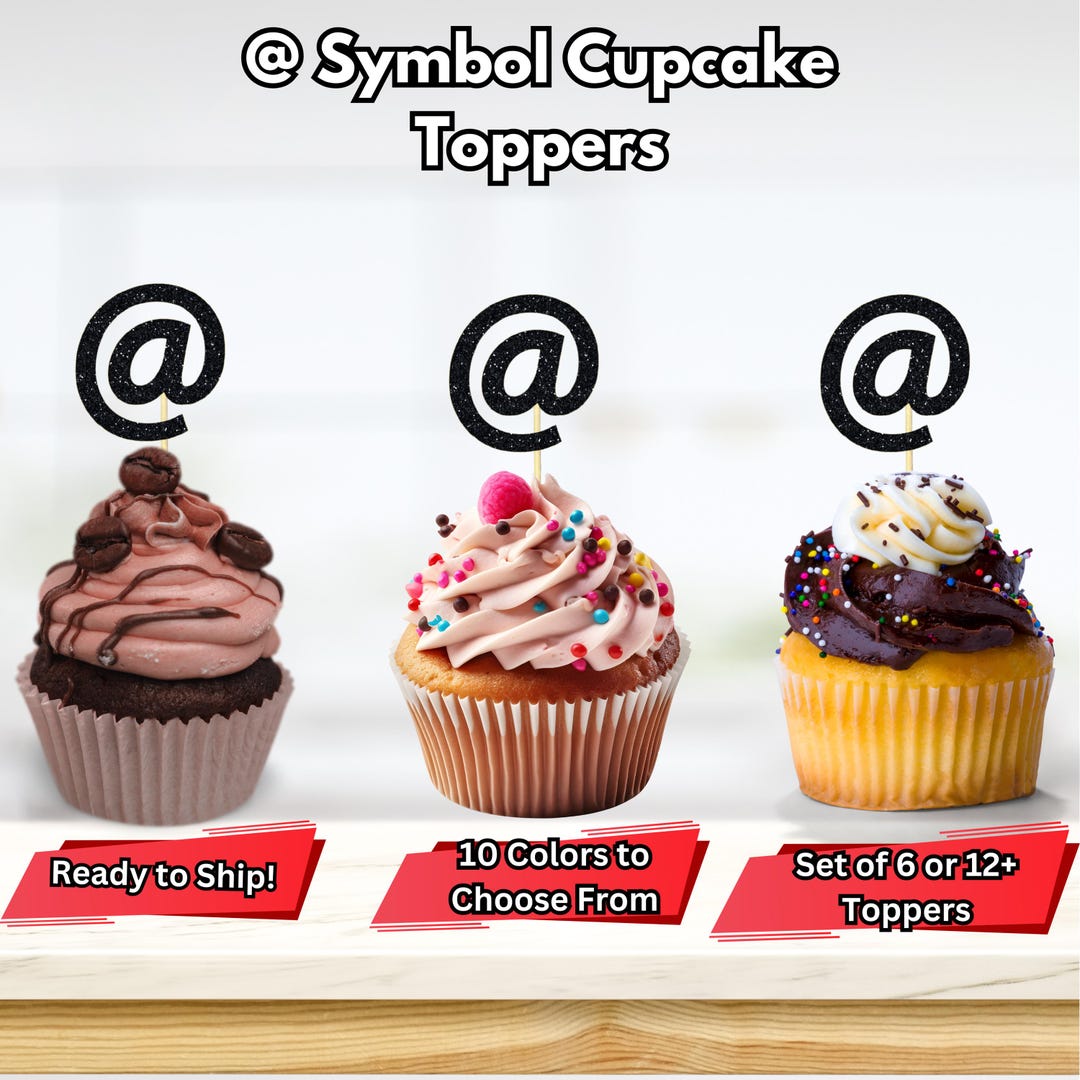 At Symbol Cupcake Toppers, Social Media Party Decorations, @ Cupcake ...