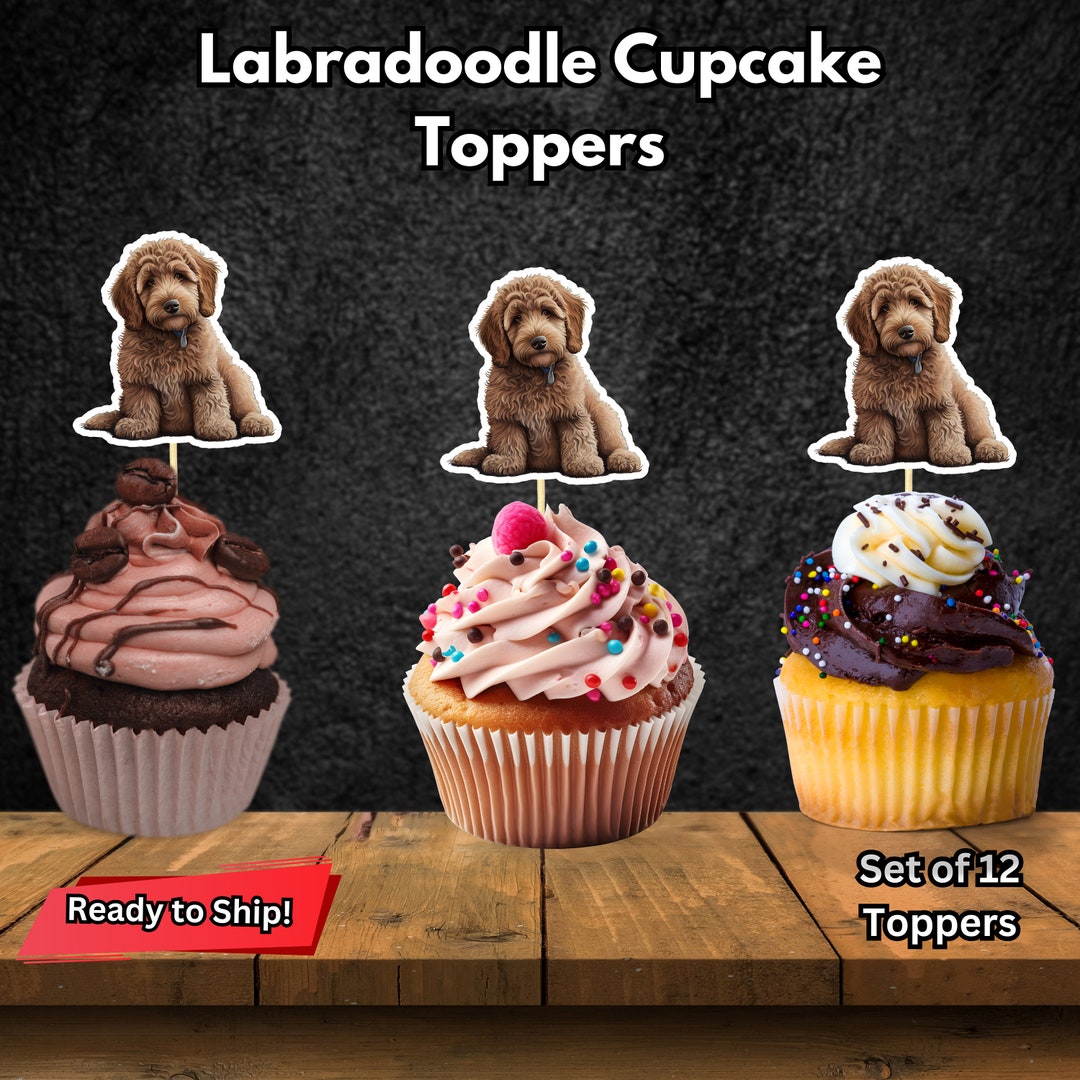 Labradoodle Cupcake Topper, Labradoodle Party Decor, Doodle Dog Cupcake ...