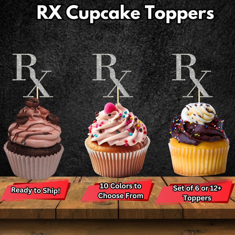 RX Cupcake Toppers, Pharmacy Cupcake Topper, Prescription Cupcake ...