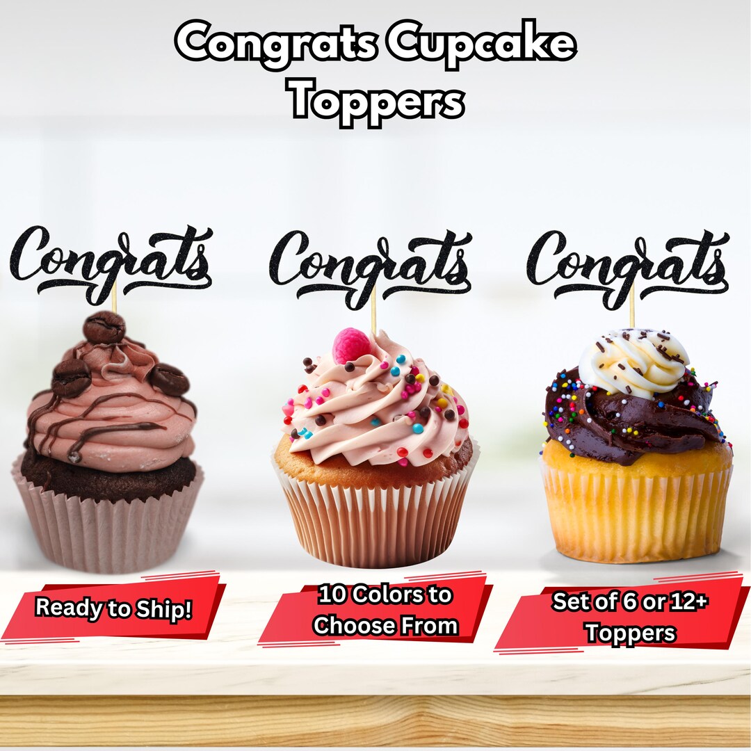 Congrats Cupcake Toppers, Graduation Cupcake Toppers, Retirement ...