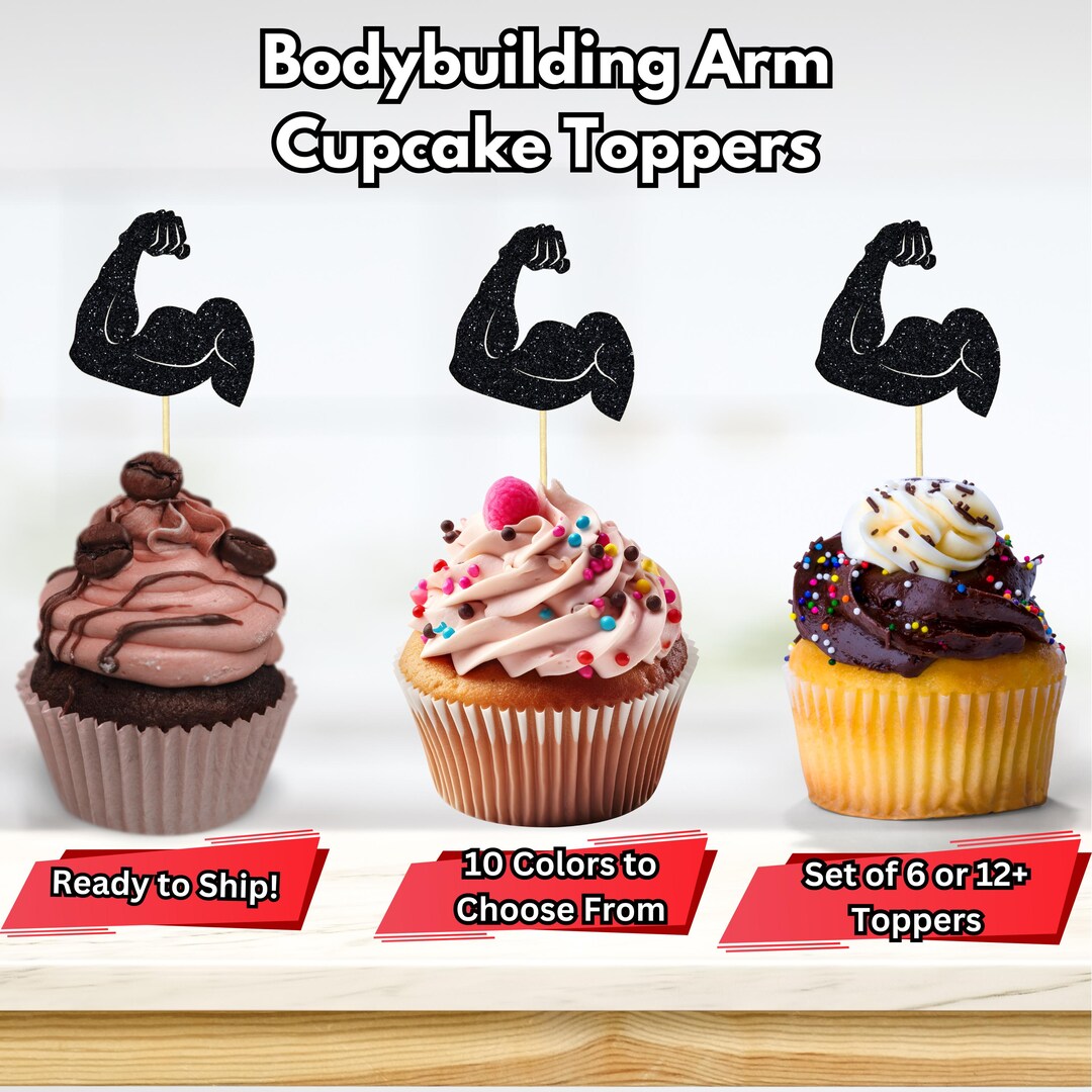 Bodybuilding Arm Cupcake Toppers, Muscle Arm Cupcake Toppers, Fitness ...