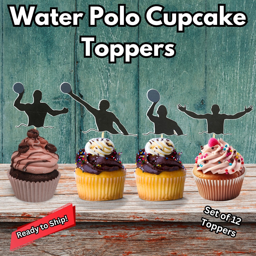 Water Polo Cupcake Toppers, Water Polo Balls, 2 Inch Toppers, Water ...