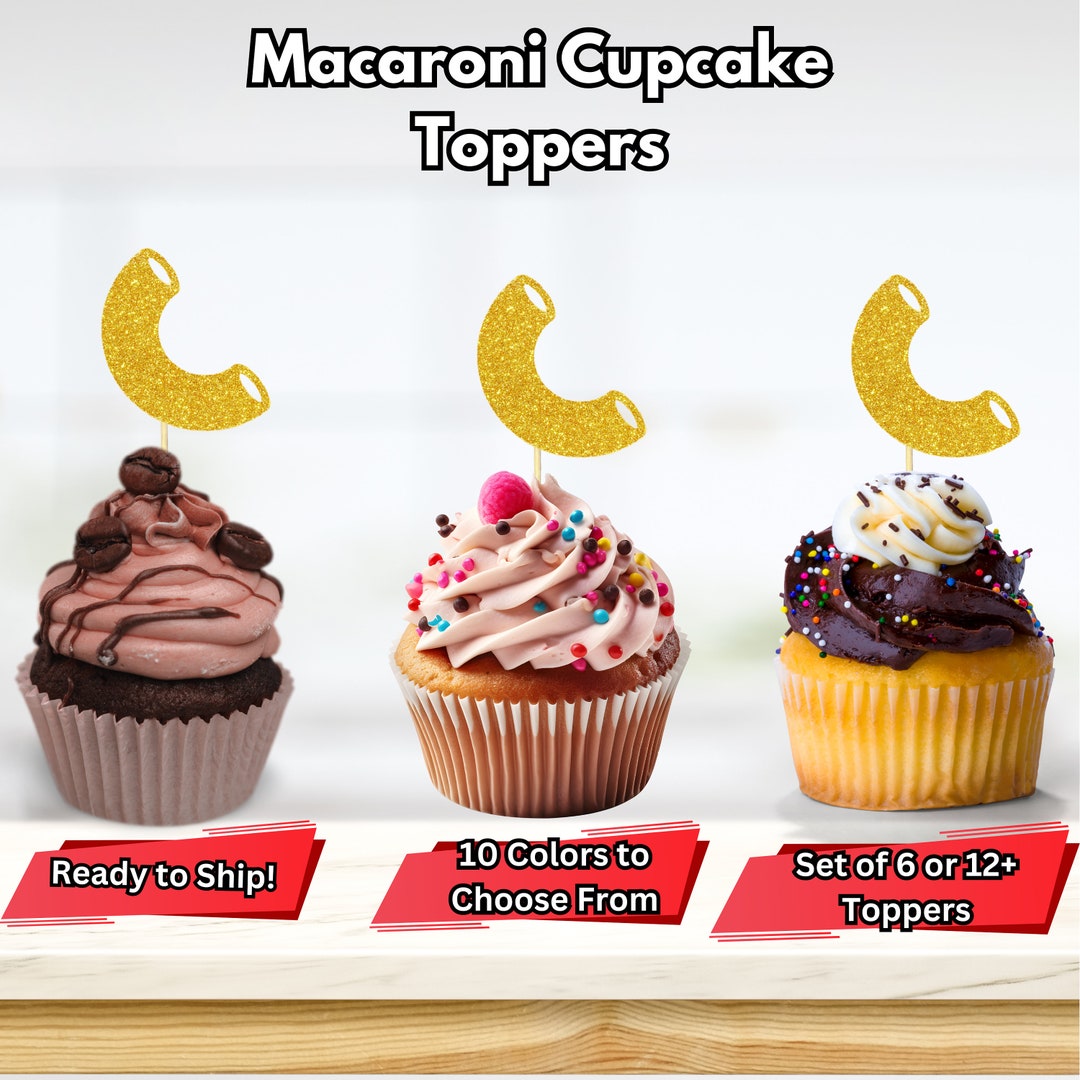 Macaroni Cupcake Toppers, Pasta Theme Cupcake Toppers, Mac and Cheese ...