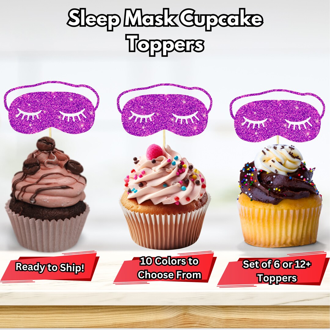 Sleep Mask Cupcake Toppers, Pj's Party Decor, Slumber Party, Pancakes ...