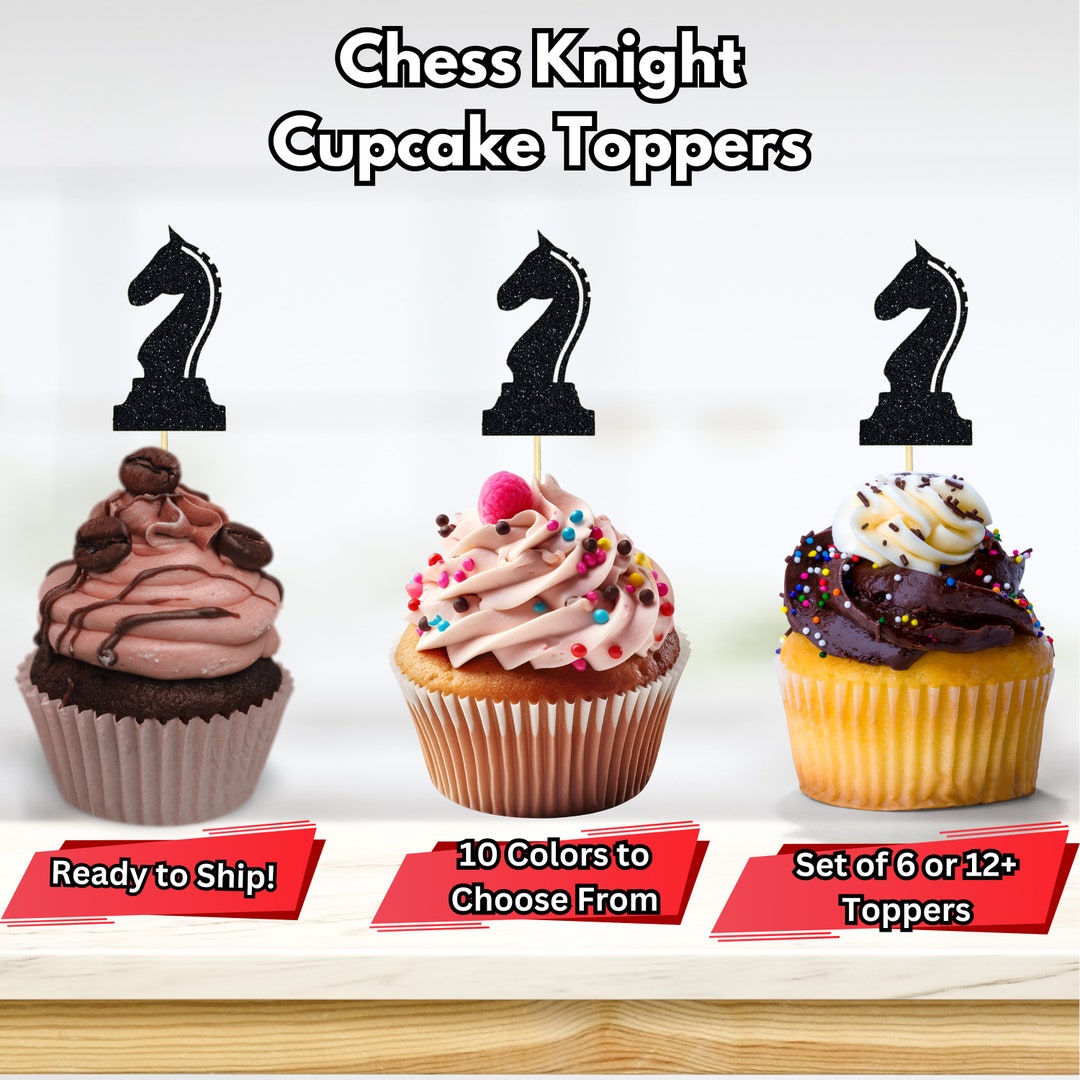 Chess Knight Cupcake Toppers, Game Night Party Decor, Chess Party ...