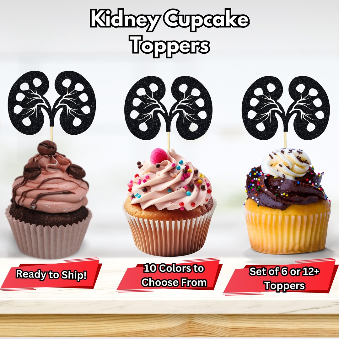 Kidney Cupcake Toppers, Nephrology Cupcake Toppers, Nephrologist ...