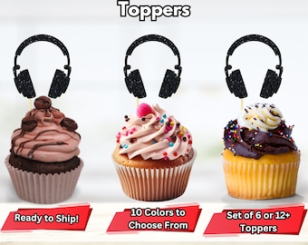 Headphone Cupcake Toppers, Music Party Decorations, Video Game Party ...