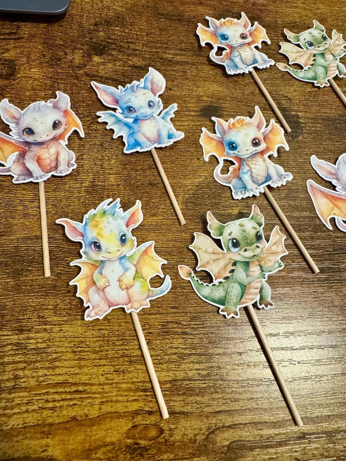 Baby Dragon Cupcake Toppers, Watercolor Pastels, 12 Count, Dragon Theme ...