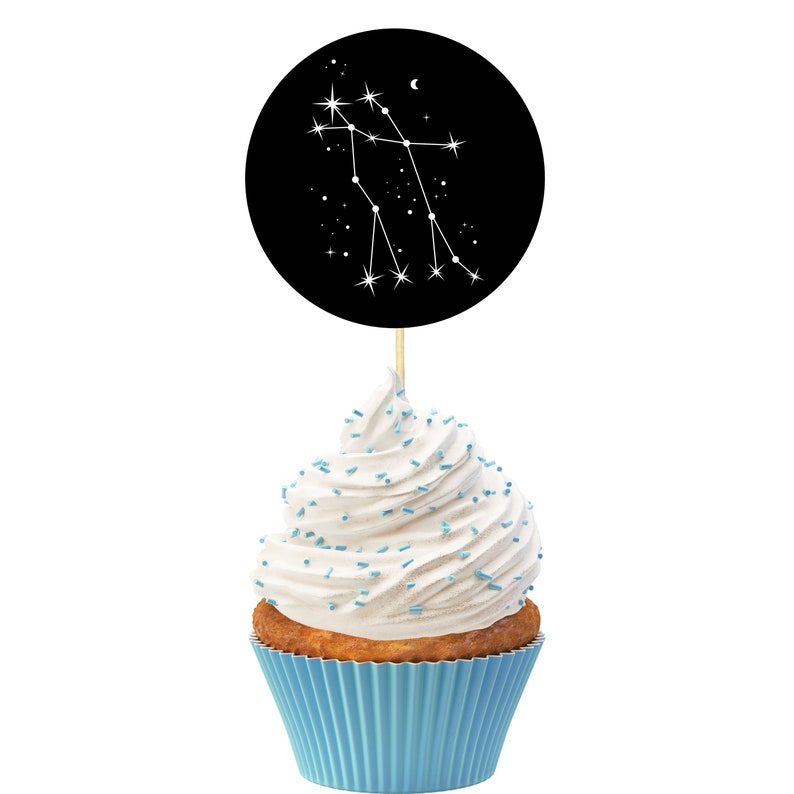 Gemini Cupcake Toppers, Zodiac Topper, Astrology Cupcake Topper, Zodiac ...