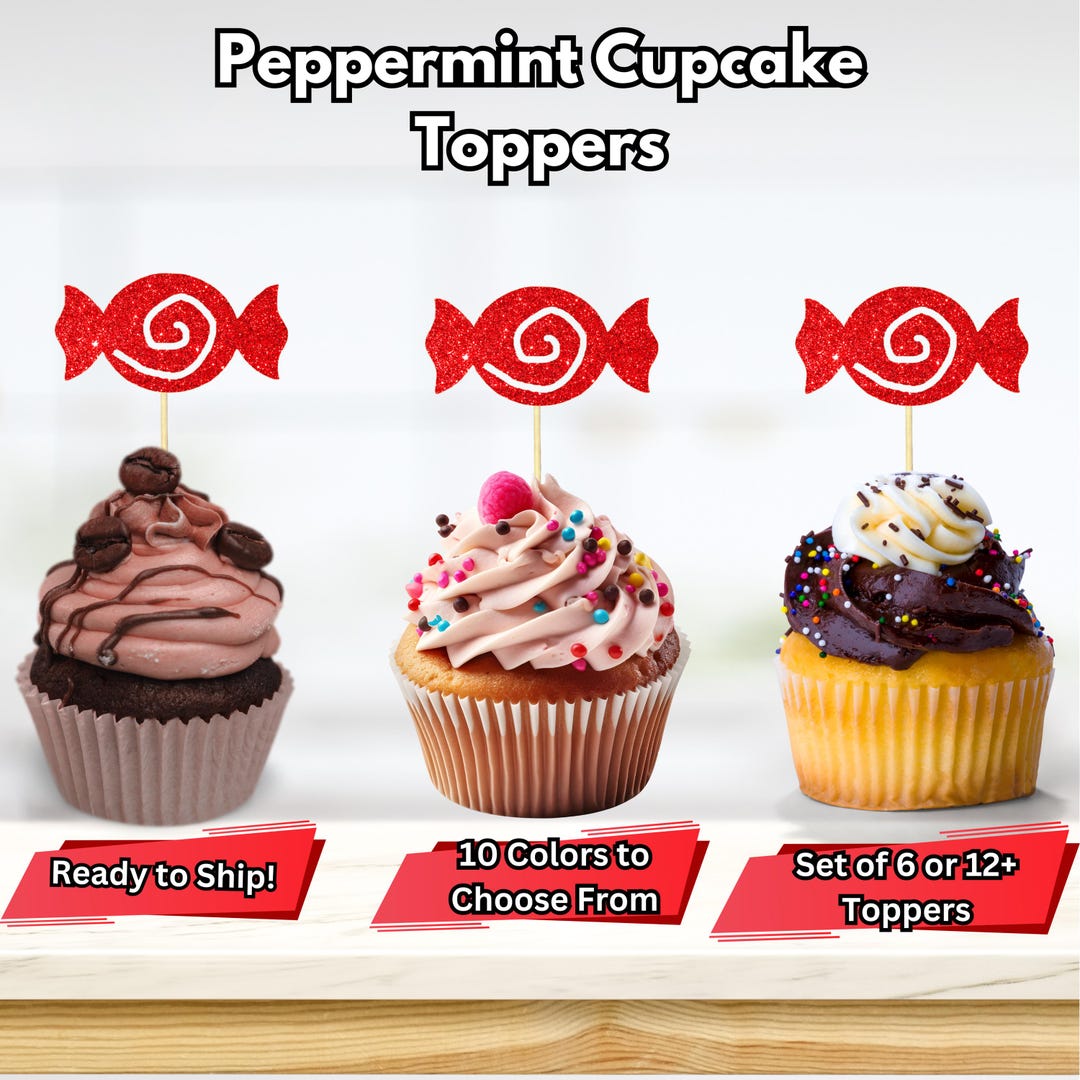 Peppermint Cupcake Toppers, Peppermint Party Decor, Candyland Birthday ...