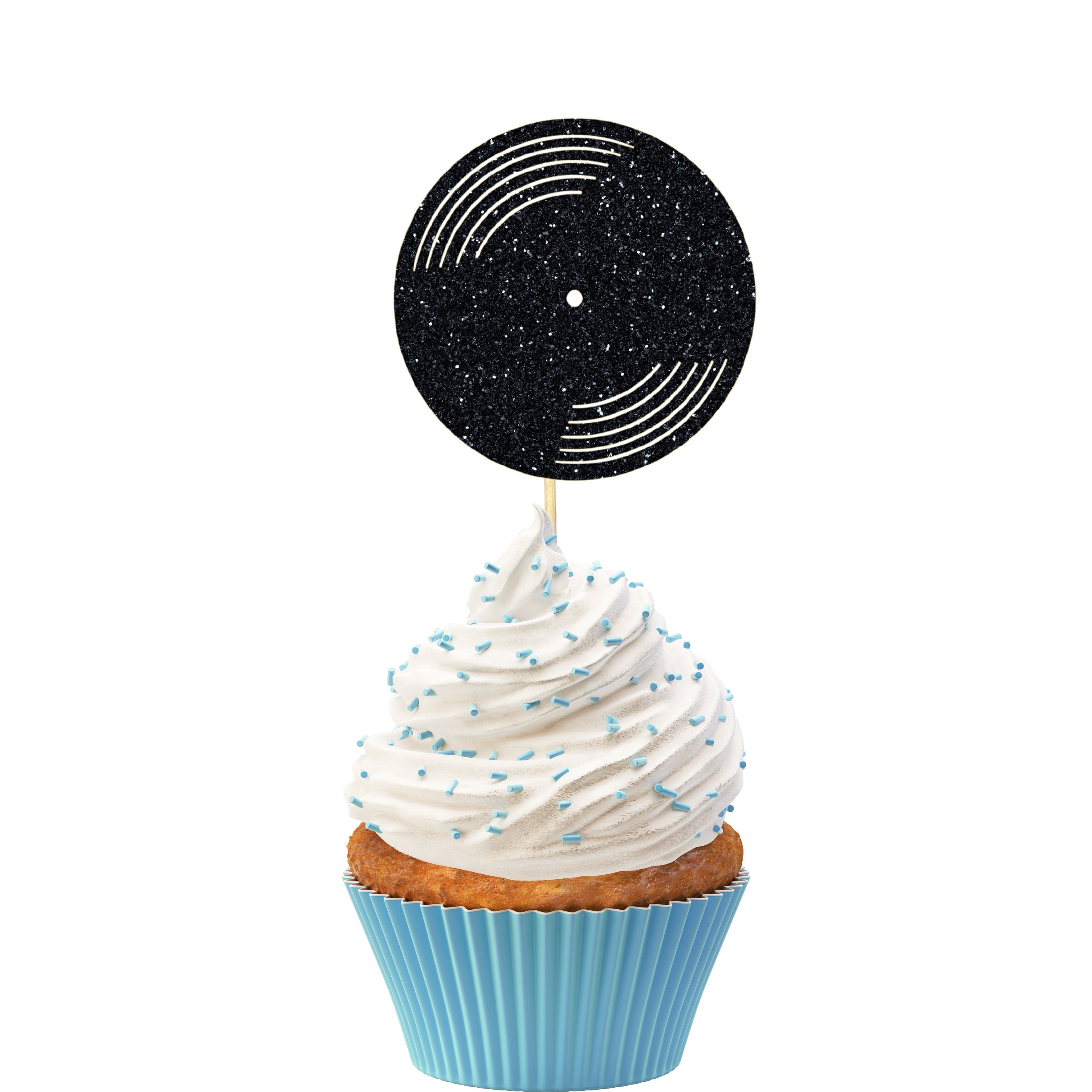 Vinyl Record Cupcake Toppers, 80's Party, Music Theme Birthday Decor ...