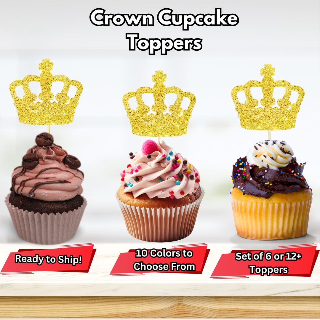 Crown Cupcake Toppers, Little Prince Party Decor, Royal Party Decor ...