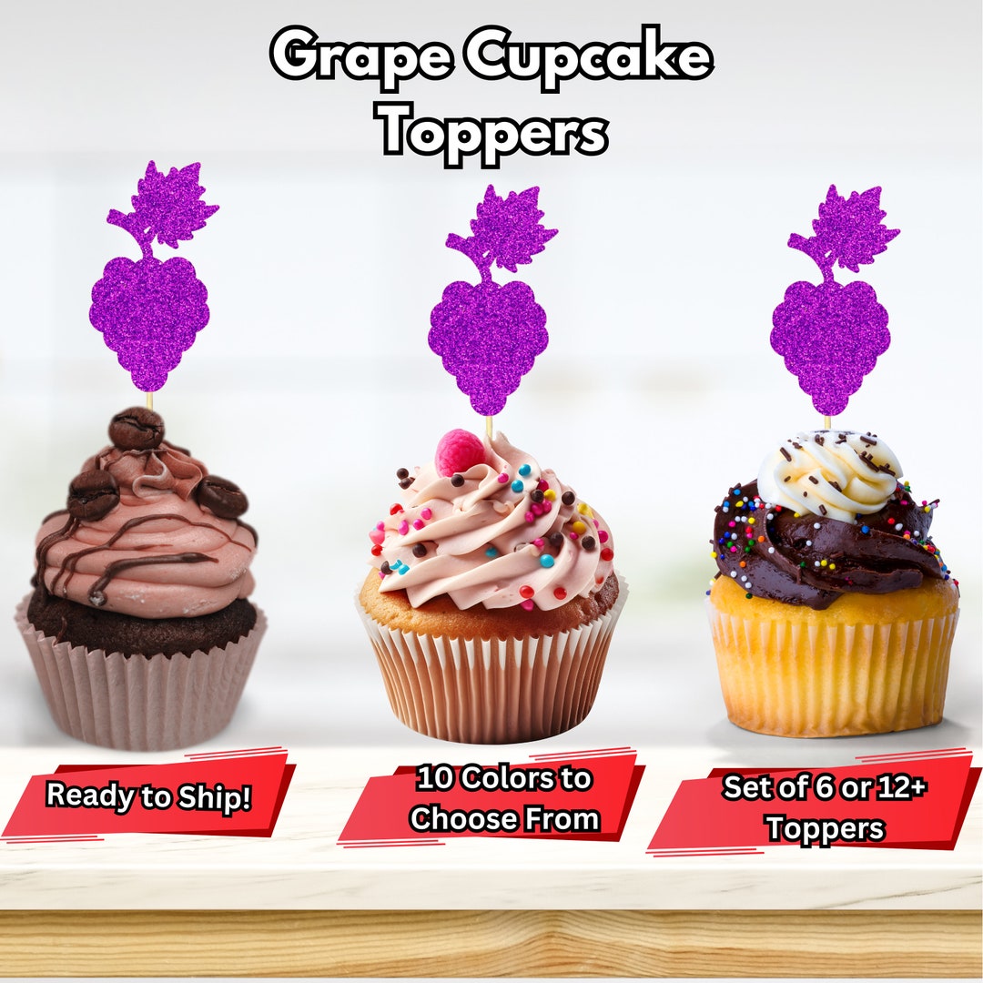 Grape Cupcake Toppers, Winery Vineyard Bachelorette Decor, Wine and ...