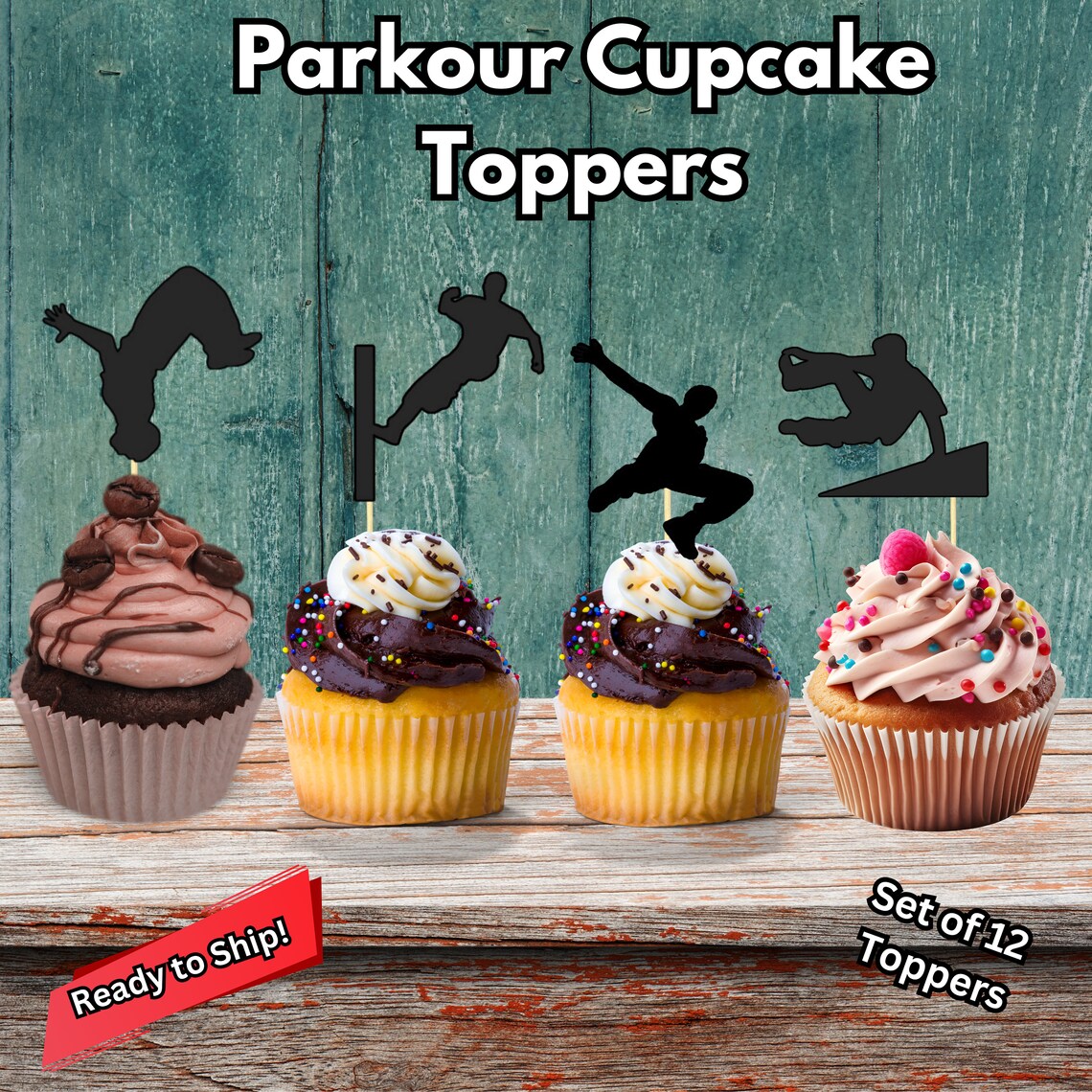 Parkour Cupcake Toppers, Parkour Birthday Cupcake Topper, Birthday ...