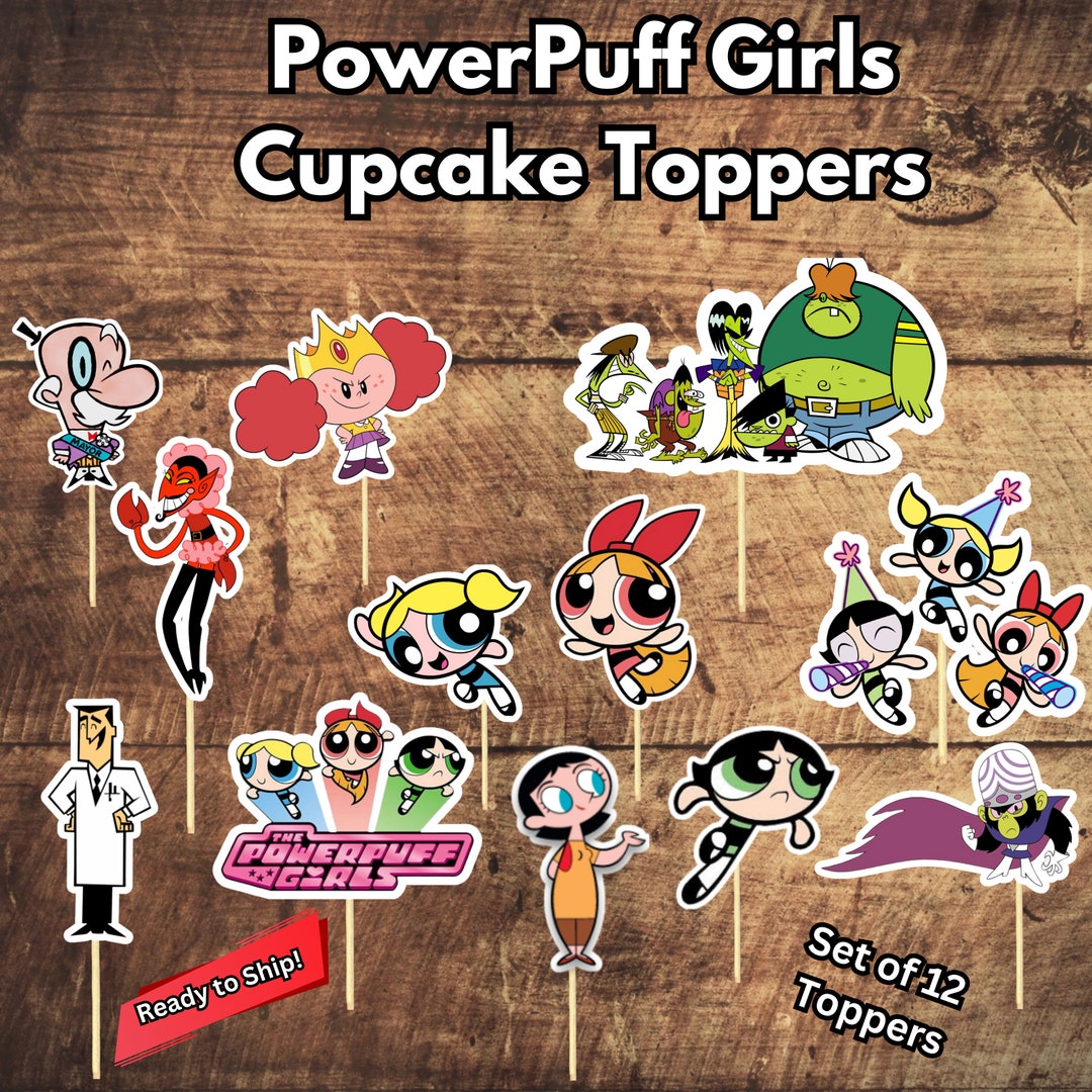 Powerpuff Cupcake Toppers, Girls Cupcake Toppers, Blossom, Bubbles ...