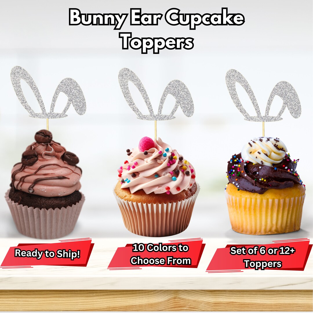 Bunny Ear Cupcake Toppers, Somebunny, Easter Party Decor, Bunny ...