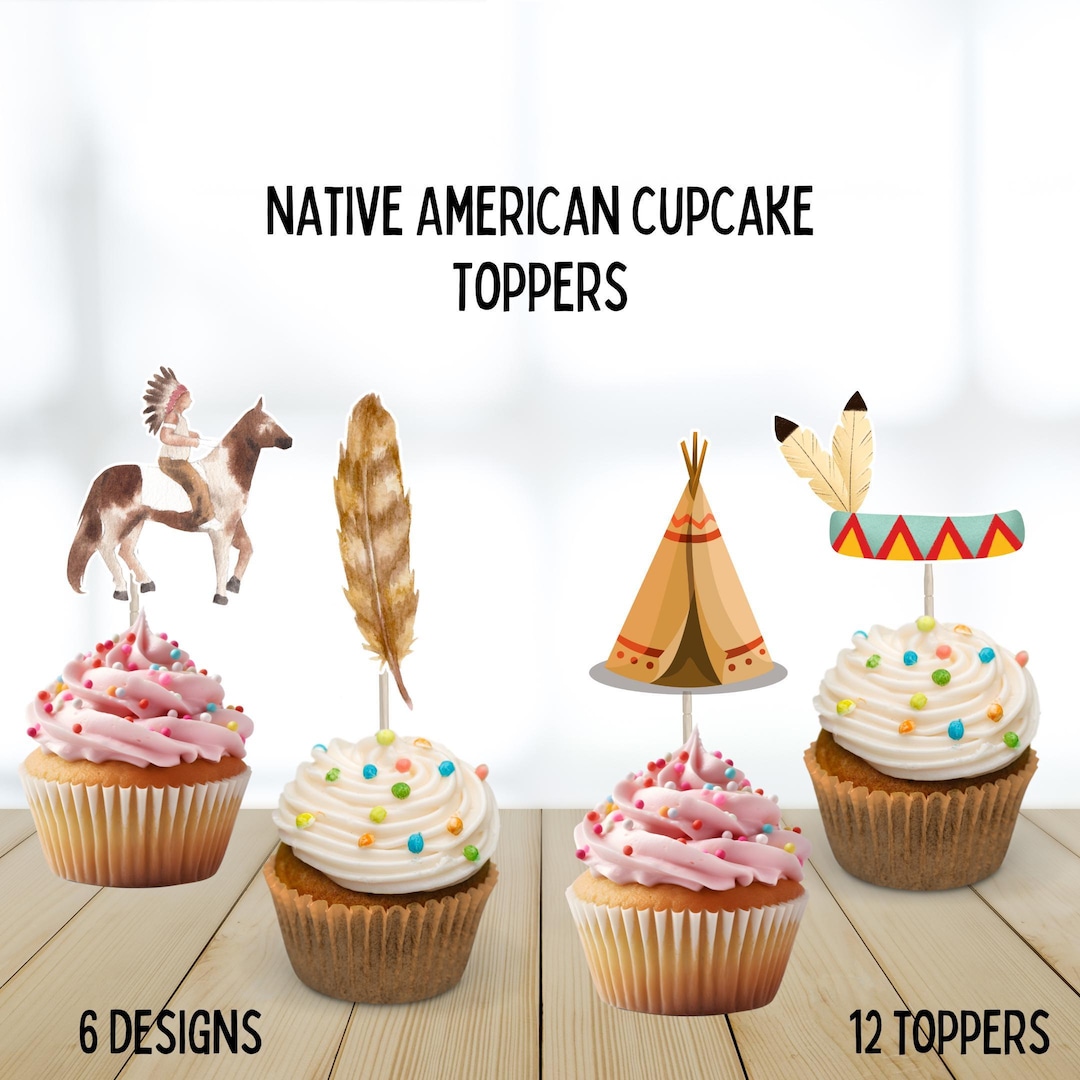 Native American Cupcake Toppers, Indian, Tribal, Feather, Dream ...