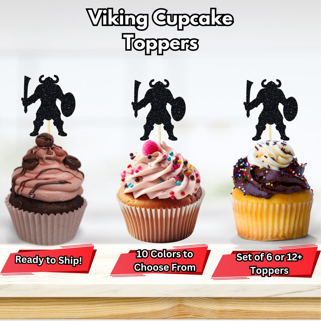 Viking Cupcake Toppers, Viking Party Picks, Viking Theme Cupcake Decor ...