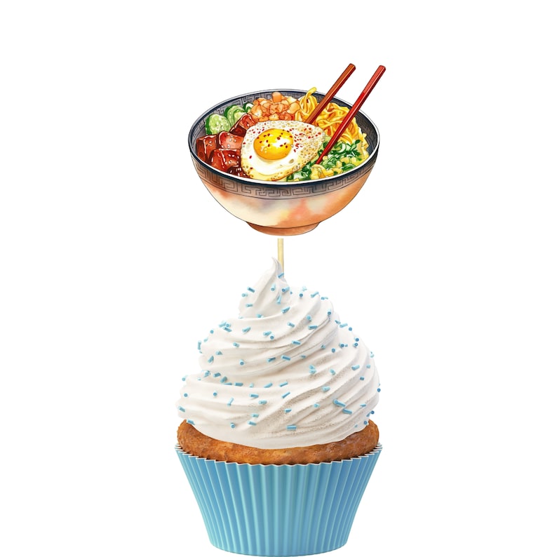 Ramen Cupcake Toppers, Ramen Birthday Decor, Ramen Theme Party, Noodles ...