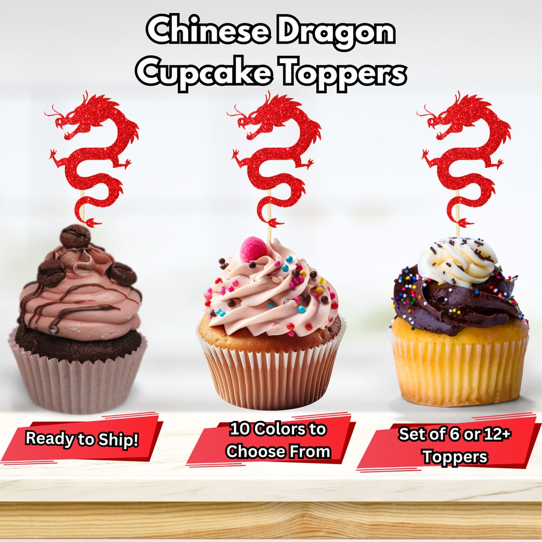 Chinese Dragon Cupcake Toppers, Chinese New Year Dragon Cupcake Toppers ...