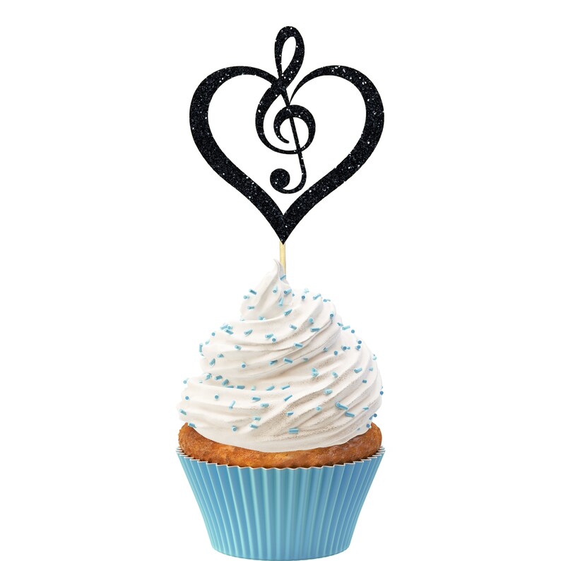 Music Heart Cupcake Toppers, Musician Wedding Decor, Musical Wedding ...
