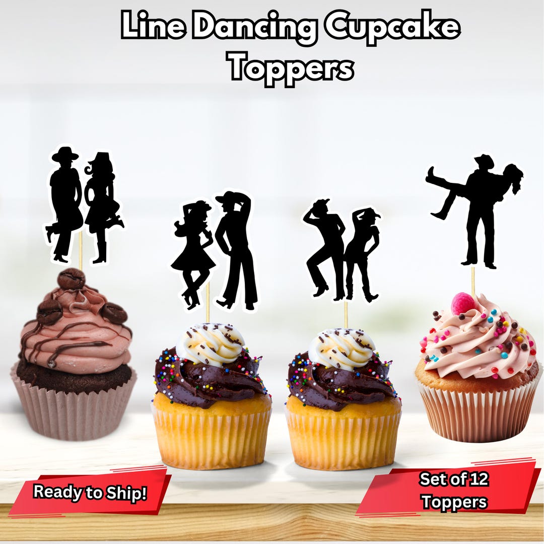 Line Dancing Cupcake Toppers, Western Party Cupcake Toppers, Cowboy ...