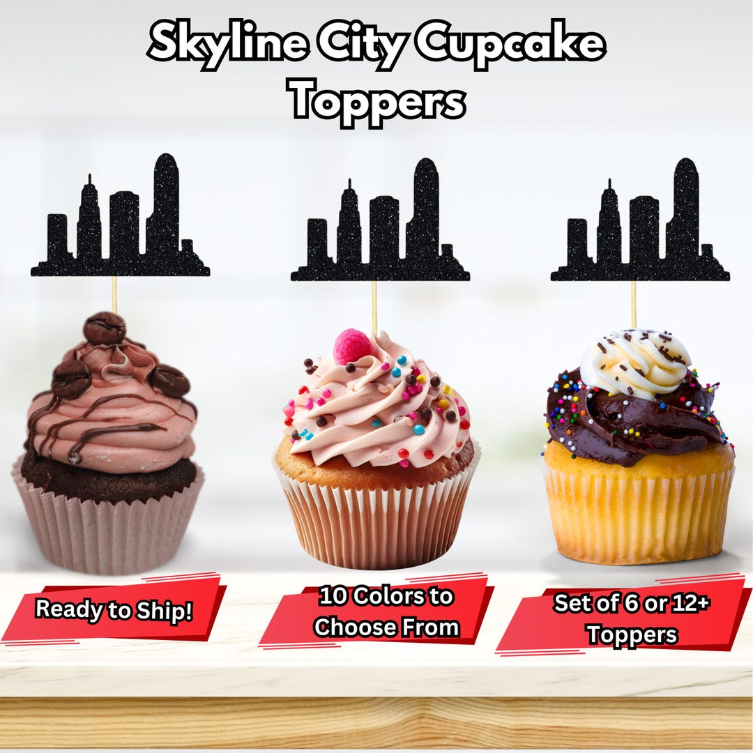 Skyline Building Cupcake Toppers, Superhero Cupcake Toppers, New York ...