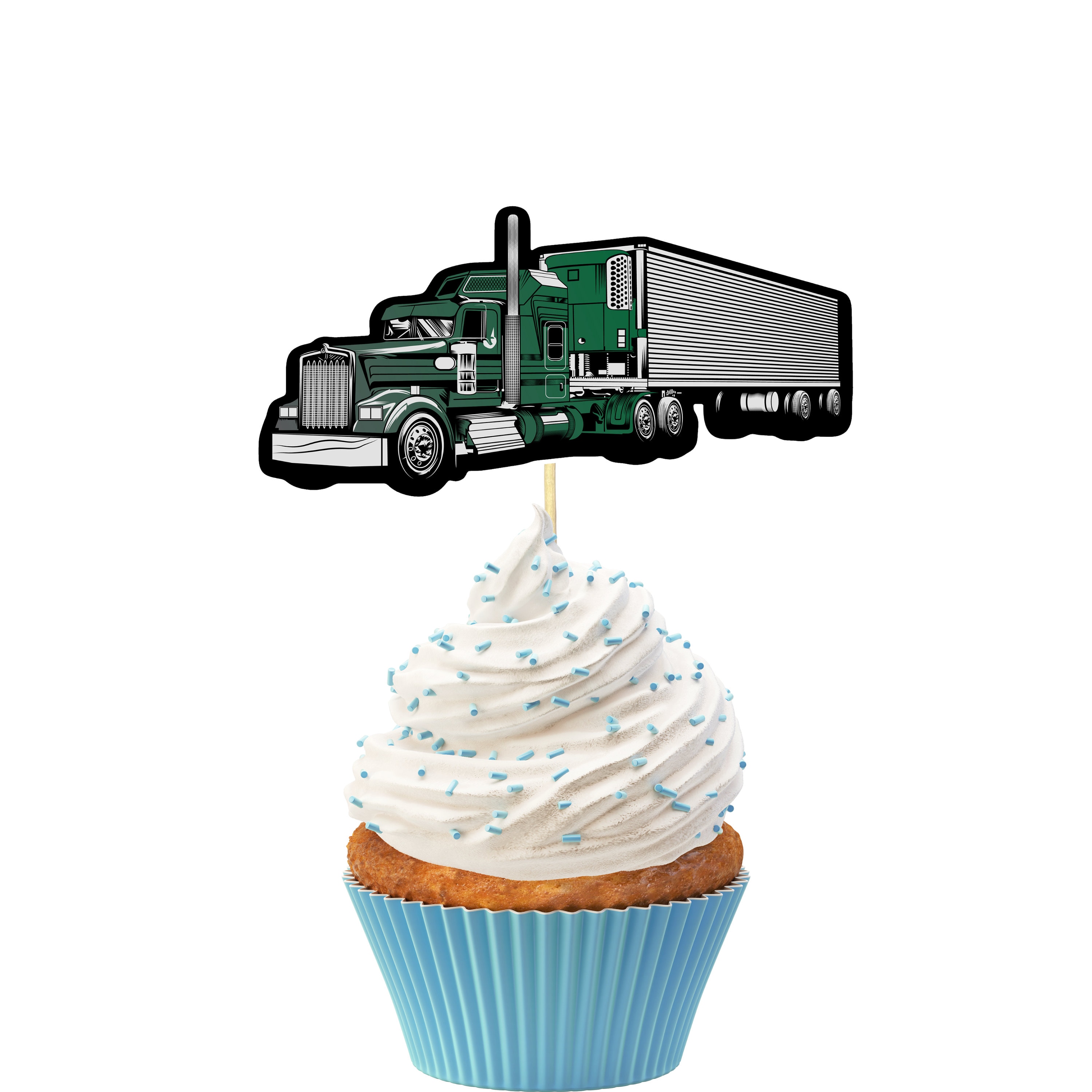Semi Truck Cupcake Toppers, Semi Truck Birthday Party, Semi Truck Party ...