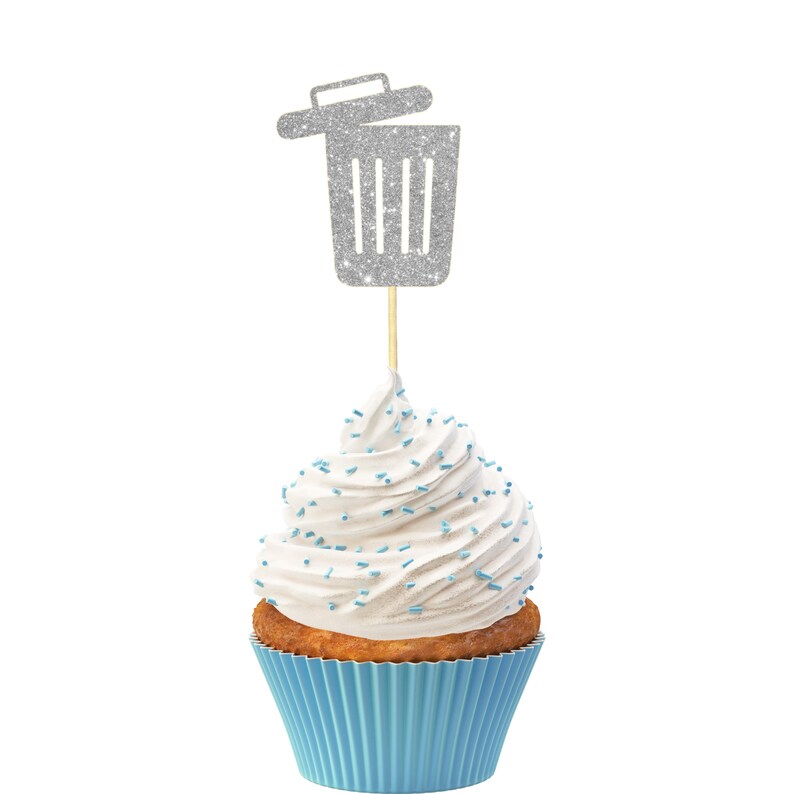 Garbage Bin Cupcake Toppers, Garbage Birthday Party Decorations ...