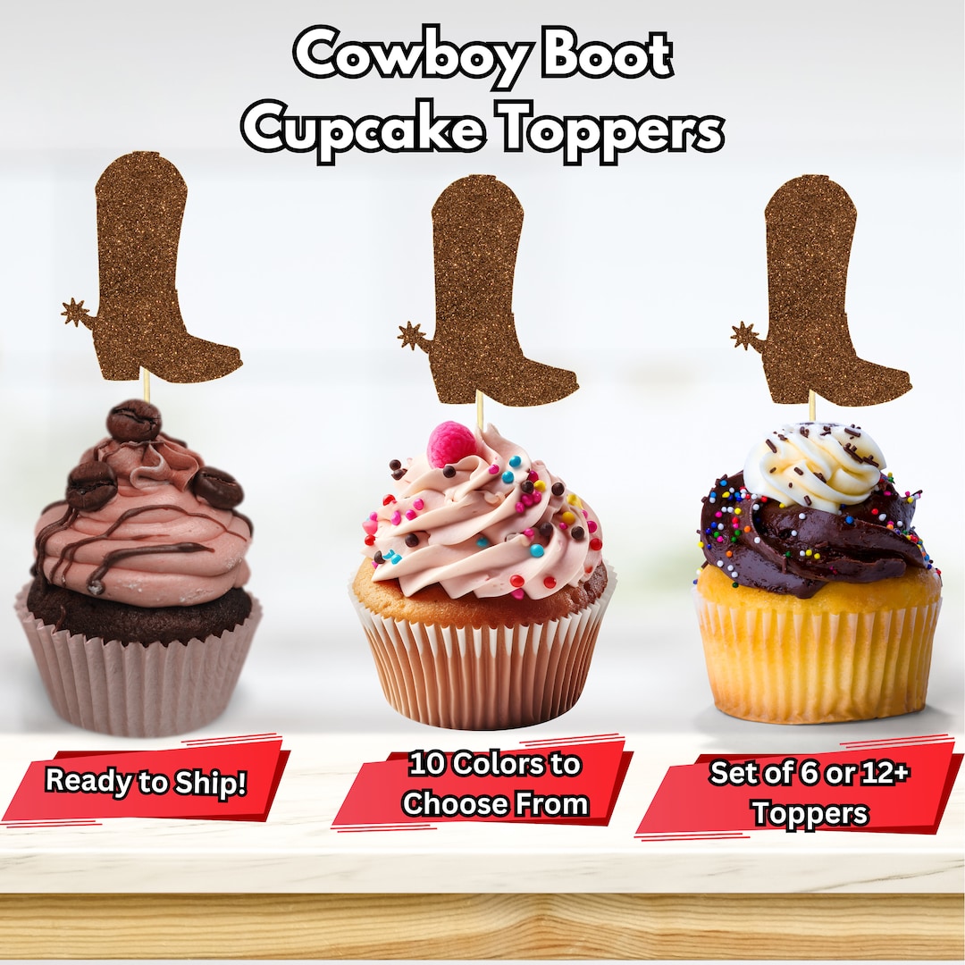 Cowboy Boot Cupcake Toppers, Boot Food Picks, Country Party Decor ...