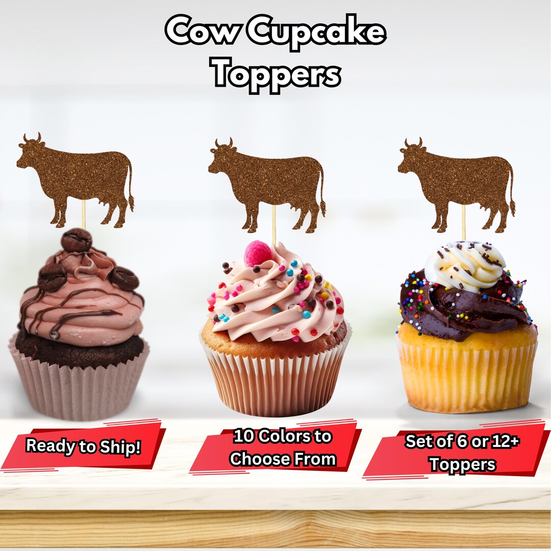 Cow Cupcake Toppers, Barnyard Birthday Party Decorations, Dairy Food ...