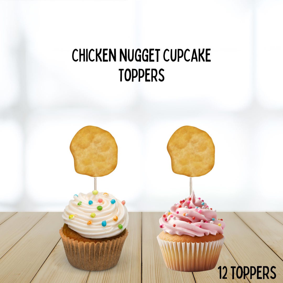 Chicken Nuggets Cupcake Toppers, Little Nugget, Baby Shower Toppers ...