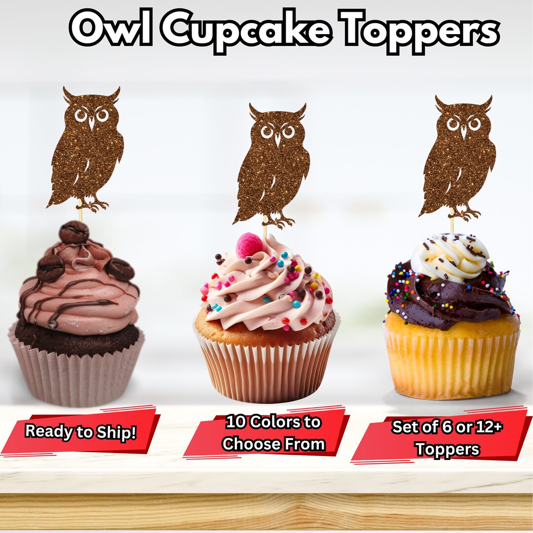 Owl Cupcake Toppers, Woodland Party, Owl Decor, Owl Birthday Party, Owl ...