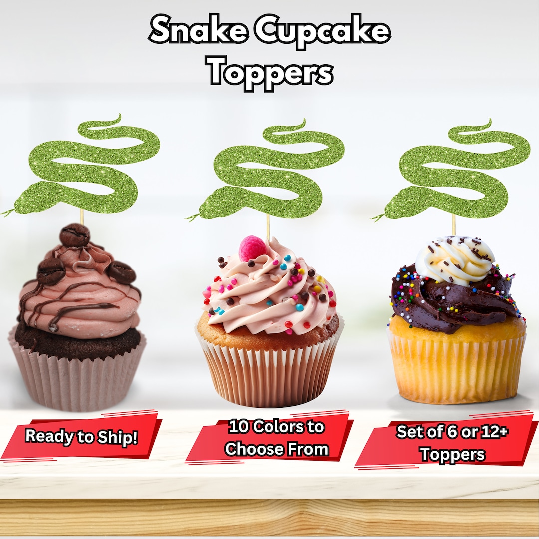 Snake Cupcake Toppers, Rattlesnake Theme Decor, Reptile Themed Birthday ...