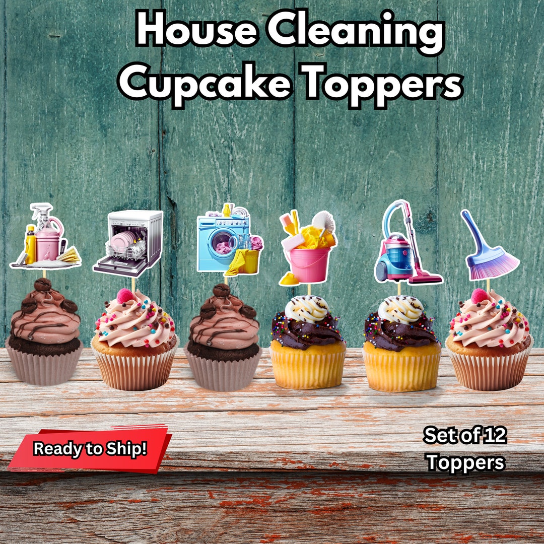 House Cleaning Cupcake Toppers, Cleaning Cupcake Picks, Maid Cupcake ...