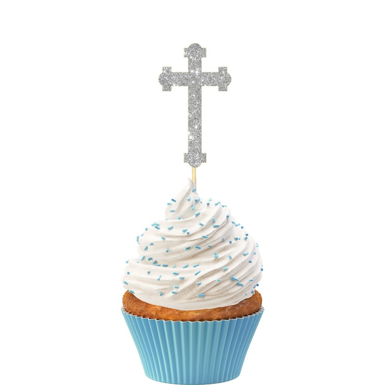 Cross Cupcake Topper, Baptism Cross Cupcake Toppers, Christening ...