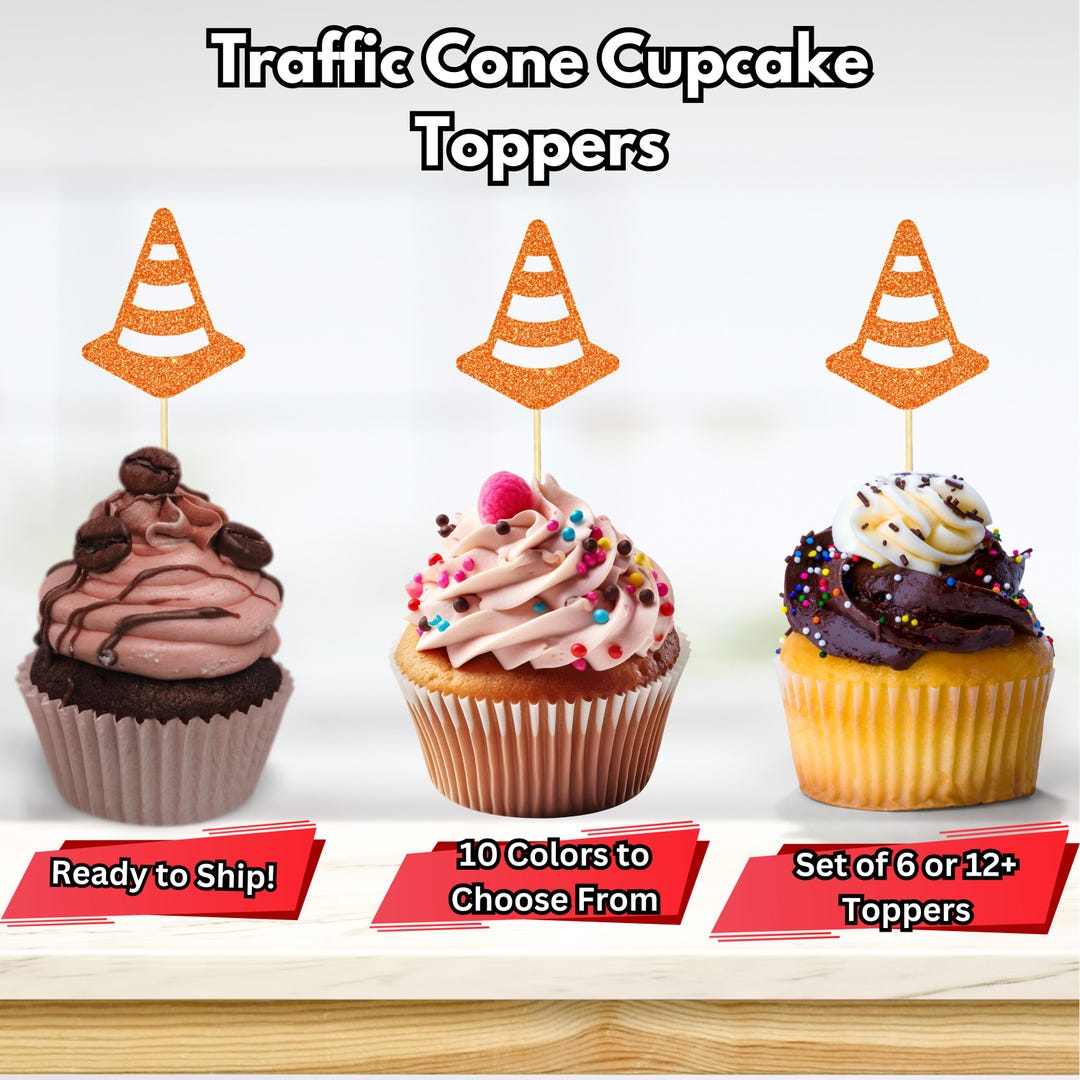 Traffic Cone Cupcake Toppers, Construction Worker Retirement Party ...