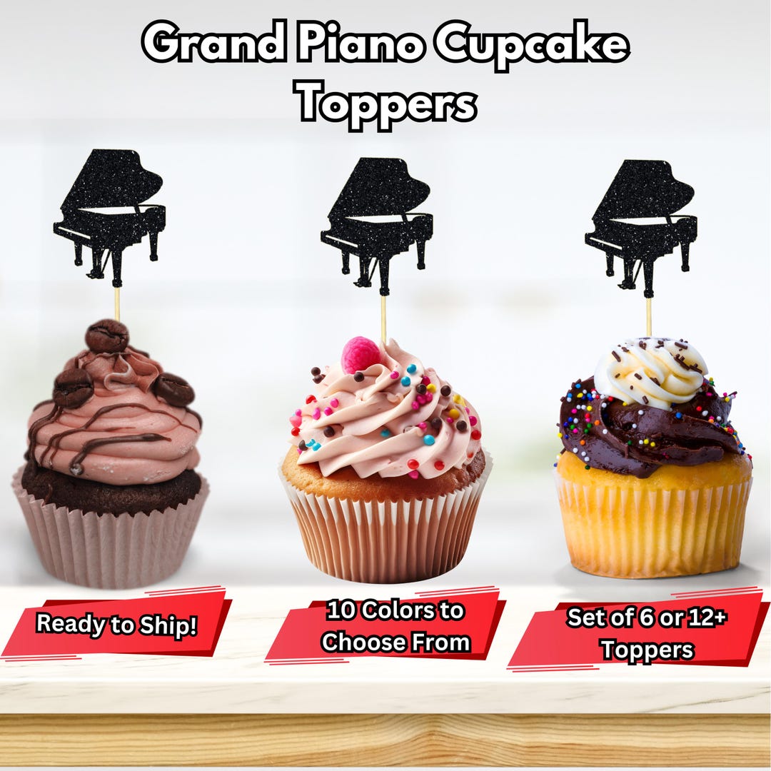 Grand Piano Cupcake Toppers, Keyboard Piano Cupcake Toppers, Music ...
