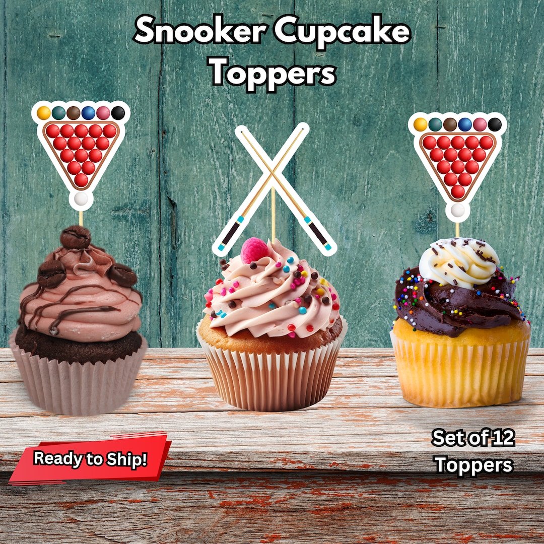 Snooker Cupcake Toppers, Billiards Cupcake Toppers, Snooker Theme ...