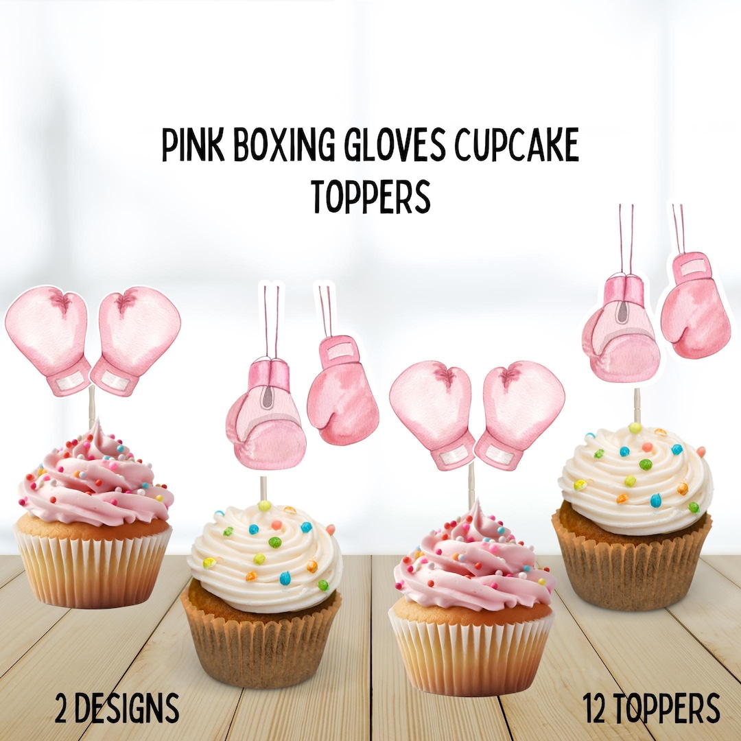 Pink Boxing Gloves Cupcake Toppers, Warrior, Cancer Survivor, Fighter ...