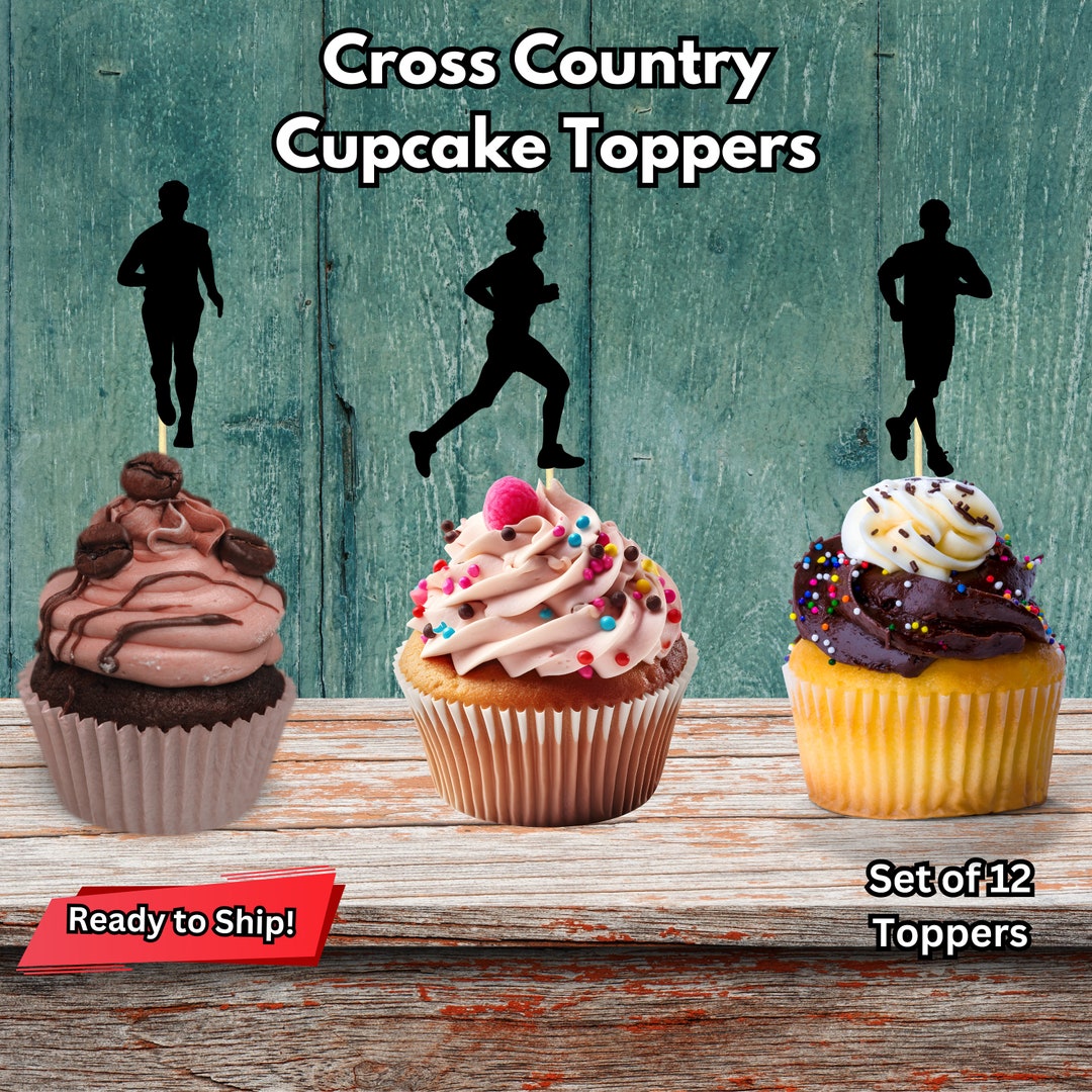 Cross Country Cupcake Toppers, Marathon Cupcake Toppers, Running Party ...