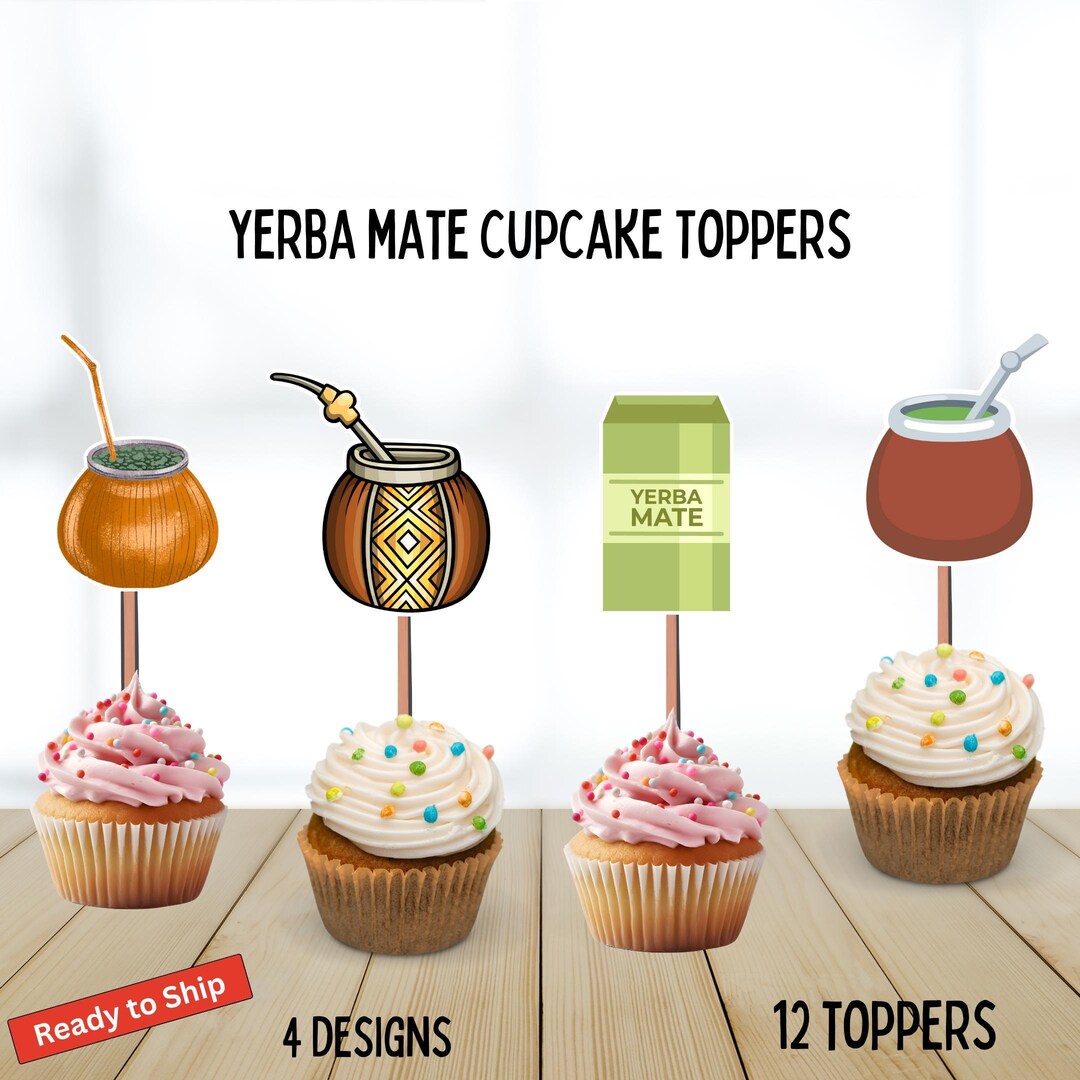 Yerba Mate Party Cupcake Toppers, Argentina, Mate Drink Theme Party ...