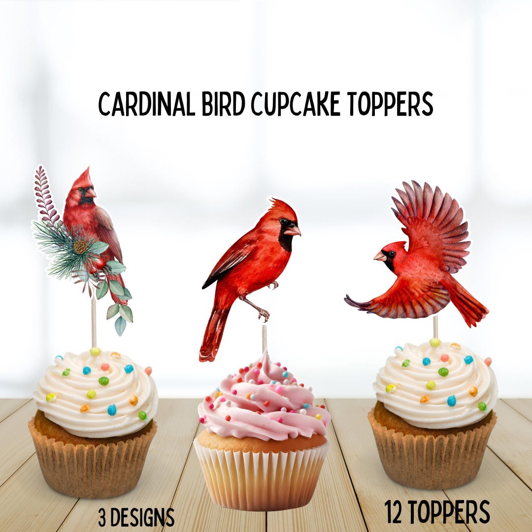 Red Cardinal Cupcake Toppers, Christmas Birds, Bird Watching, Bird ...