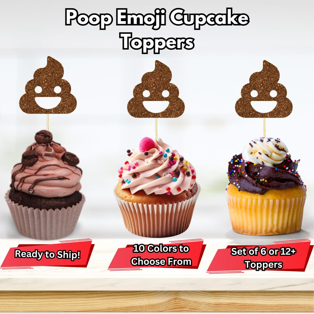 Poop Emoji Cupcake Toppers, Emoji Birthday Decorations, Emoji Poop ...